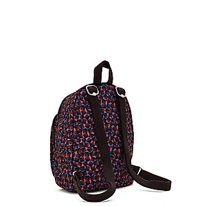 Kipling Women's New Delia Compact Backpack Happy Squares Print, 7'' x 9.25'' x 5''
