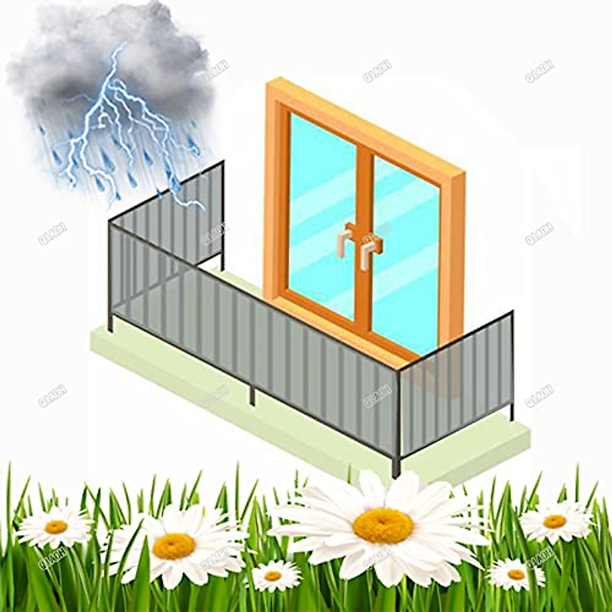 QIAOH Balcony Screen Privacy Fence Cover 3'x33', Privacy Screen for Balcony, Patio Privacy Screens for Balcony for Apartment, Fence Screen Mesh Cover, for Garden Yard Backyard