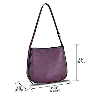 Genuine Leather Crossbody Satchel Purse for Women Vintage Handmade Handbag Retro Designer Hobo Bag (Purple)