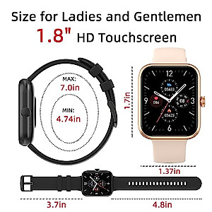 Xuffbv Smart Watch Bluetooth Calling Fitness Tracker with Heart Rate, Blood Oxygen Monitor, Sleep Monitor IP68 Waterproof 1.81-inch HD Color Touchscreen for Men Women Compatible with iPhone & Android