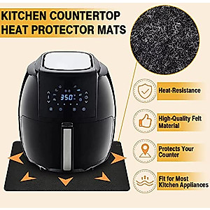 Air Fryer Heat Resistant Mat, 4 Pcs Kitchen Countertop Heat Protector Mats, Non-slip 12” x 16” Silicone Appliance Slider for Ninja Foodi Air Fryer Toaster Oven Coffee Maker Blender