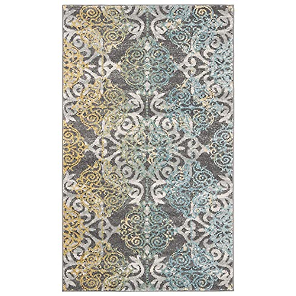 SAFAVIEH Evoke Collection 3' x 5' Grey/Ivory EVK230D Medallion Damask Non-Shedding Living Room Bedroom Accent Rug