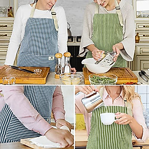 NLUS 2 Pack Waterproof Cooking Apron for Women with Pocket Adjustable Chef Aprons for Kitchen, Cooking, Baking, BBQ, Grill(Blue/Green)