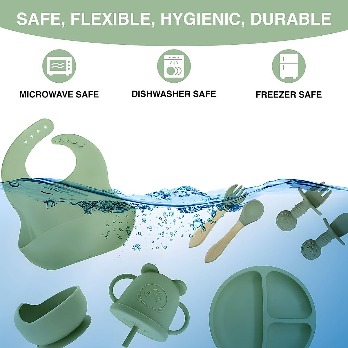 Silicone Baby Feeding Set for Babies and Toddlers, Children Tableware, Kids Dining, Microwave & Dishwasher Friendly, Design for Picky Eaters, Baby Utensils, Toddler Feeding Supplies, Gift for Parents