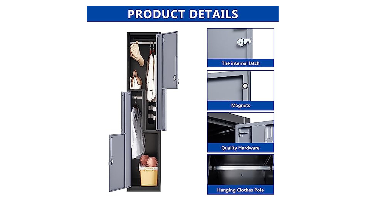 BYNSOE L-Shape Metal Locker for Schools & Gyms