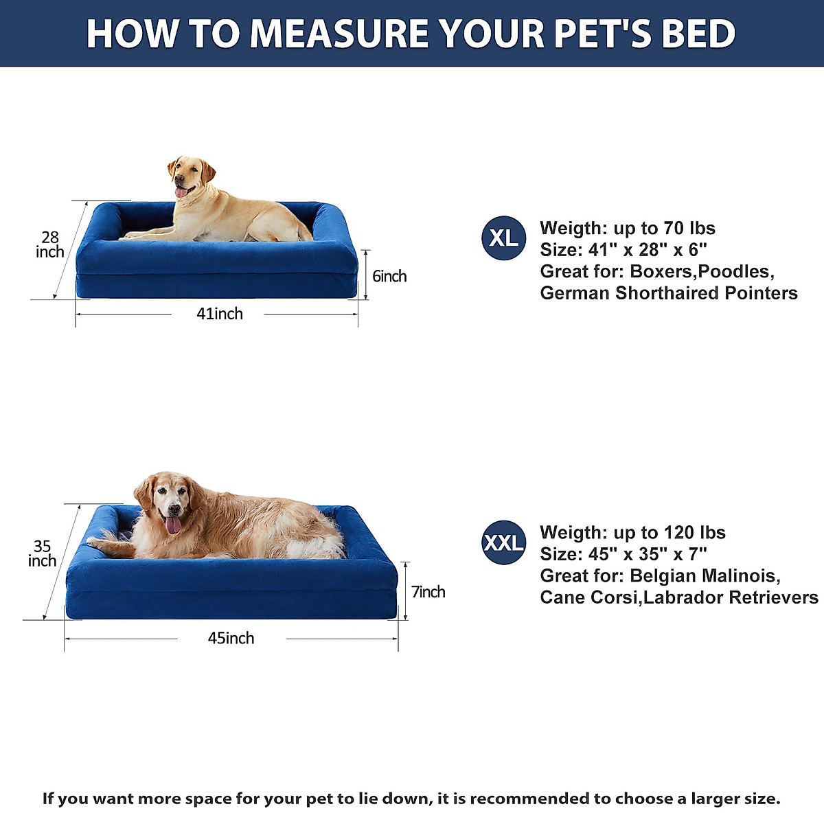BFPETHOME Dog Beds for Extra Large Dogs, Washable Dog Bed with Sides, Orthopedic Extra Large Sized Dog Beds with Removable Cover & Waterproof Dog Bed for Pet