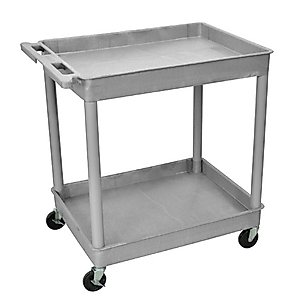 Luxor/H.Wilson 2 Shelf Utility Tub Cart, Gray (TC11-G), 24 L x 32 W x 37 5 H