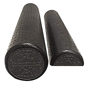 CanDo Foam Roller - Black Composite - Extra Firm - 6" x 12" - Round