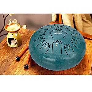 Nanrika Steel Tongue Drum, 8 Inch 11 Tone, Percussion Instrument, Hand Pan Drum, With Bag, Music Book, Drumstick and Finger Cover (Malachite)