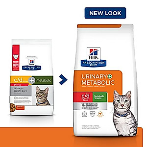 Hill's Prescription Diet c/d Multicare Stress + Metabolic, Urinary Stress + Weight Care Chicken Flavor Dry Cat Food, Veterinary Diet, 6.35 lb. Bag
