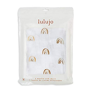 Lulujo Soft Cotton Baby Crib Sheet (Rainbows)