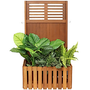 Sunnydaze Outdoor Wooden Garden Planter Box with Privacy Screen