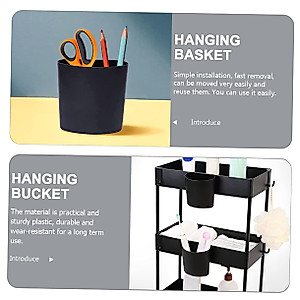 NOLITOY 4pcs Tools Storage Bins Trash Can Cart Hanging Basket Shopping Cart Cup Holder Hanging Organizer Salon Cart Attachment Small Hanging Bucket Plastic Wastebasket Household