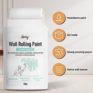 White Paint, White Paint for Wall Touch up Paint for Walls, Water Based &Low Odor Wall Paint with Roller Brush, White Wall Paint Repair Kit for Flat, Ceiling Wall- No Extra Tools Required, Low VOC