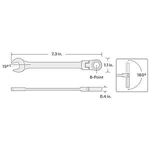 TEKTON 1/2 Inch Flex Ratcheting Combination Wrench | WRN57010