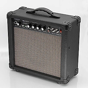 Leo Jaymz 20W Electric Guitar Amplifier - Clean and Distortion Channel - 3 Band Equalization and CD Line Input - Recording Studio, Practice Room, Small Courtyard (6.5" Black)