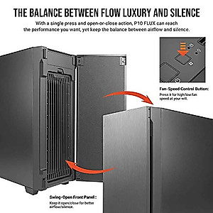 Antec P10 FLUX, F-LUX Platform, 5 x 120mm Fans Included, Reversible & Swing-Open Front Panel, Air-Concentrating Filter, 5.25" ODD, Fan-Speed Control, Sound-Dampening Side Panels, Mid-Tower Silent Case