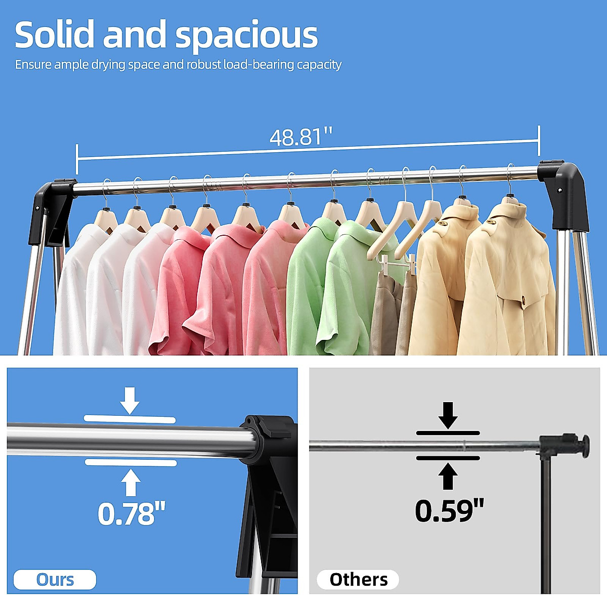 APEXCHASER Clothes Drying Rack - Efficient Laundry Rack, Collapsible Clothing Rack, Foldable Clothes Drying Rack, Heavy Duty Stainless Steel Clothes Rack