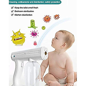 Blue Light Nano Atomizer, Cordless Electric Sprayer Handheld Rechargeable Large Capacity Fogger Machine for Home, Garden, Car, Office Outdoor Indoor(800ML)