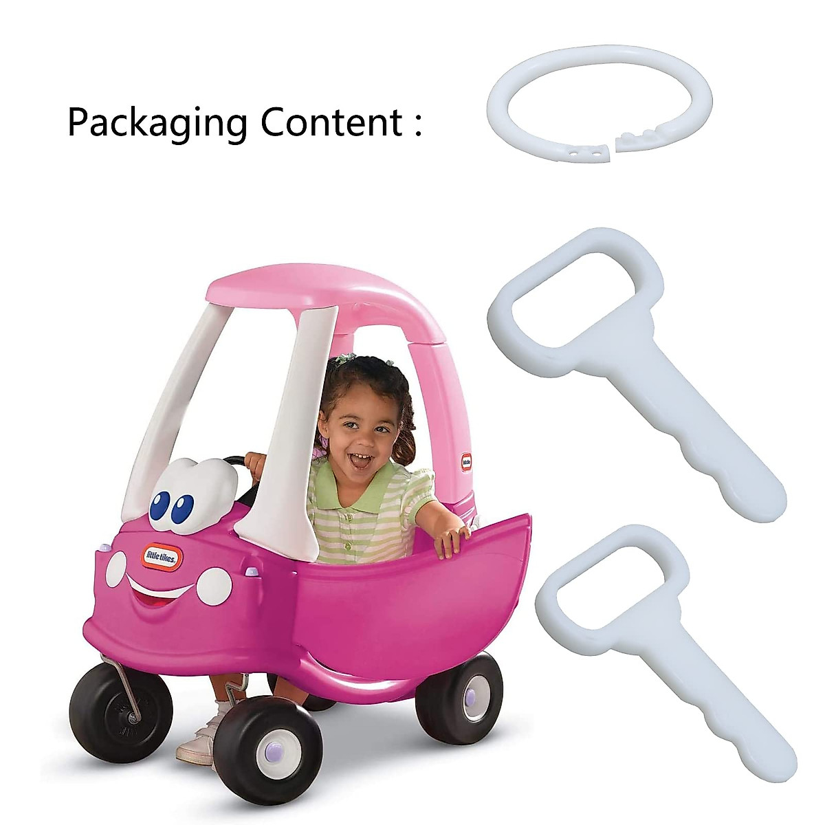 TEYOUYI Replacement Key for Little Tikes Cozy Coupe Accessories for Little Tikes Cozy Coupe Personalized Gifts for Toy Car to Kids 2pcs White