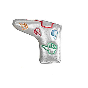 DBYA Golf Blade Putter Head Cover PU Leather Thumbs UP with Velcro Closure for Blade,Grey