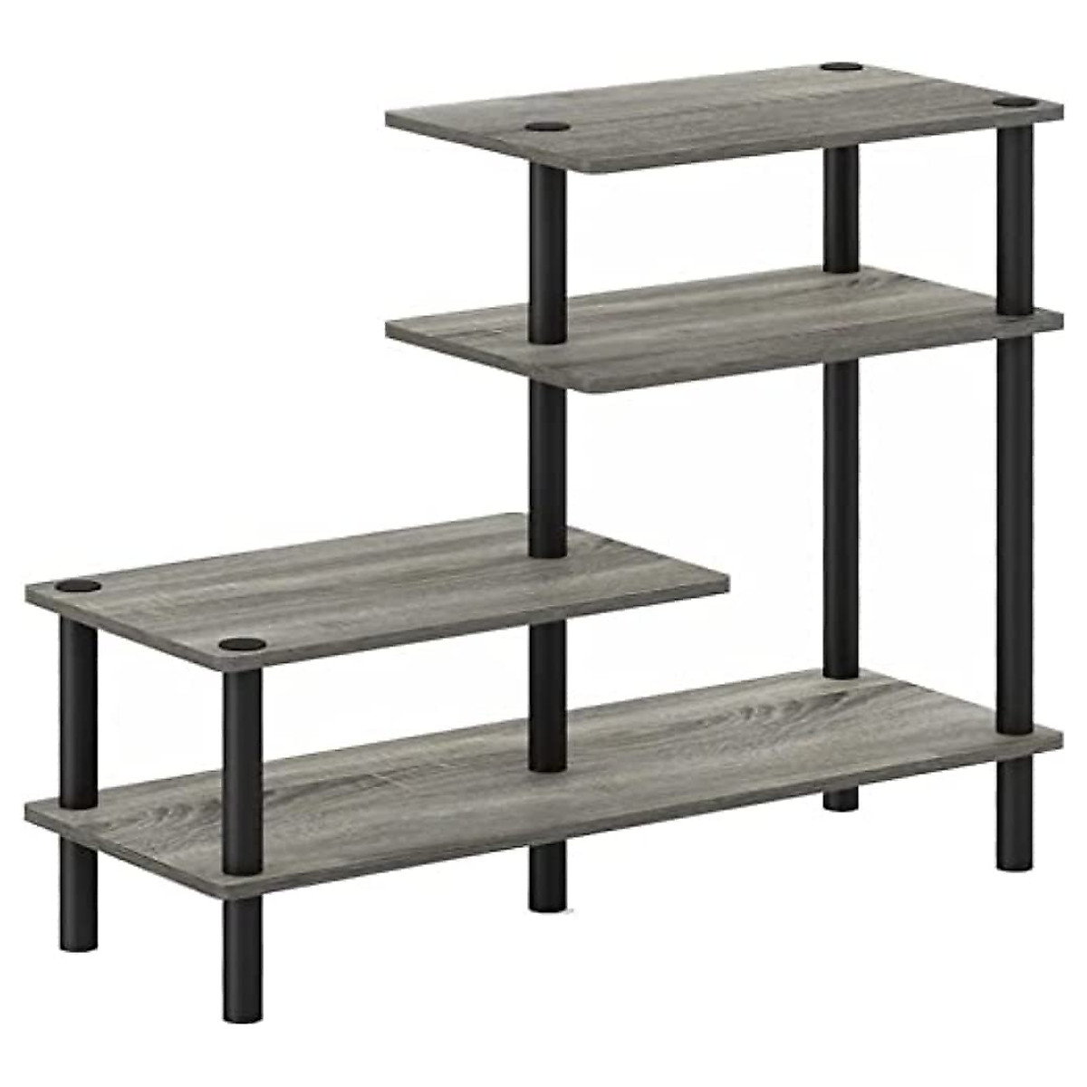 Furinno Turn-N-Tube 6-Tier and 3-Tier Accent Display Racks Bundle | French Oak Grey/Black