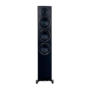 ELAC Uni-Fi Reference 3-Way 5-1/4" Floor Standing Speaker, Oak or Walnut Tower Speaker for Home Theater and Stereo System, Black Baffle with Walnut Sides