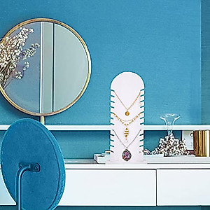 PH PandaHall Wood Necklace Display Stand, 12 Slots White Jewelry Holder Necklace Display Board Necklace Organizer Chain Storage Holder for Jewelry Display and Storage, 12.8 inch High