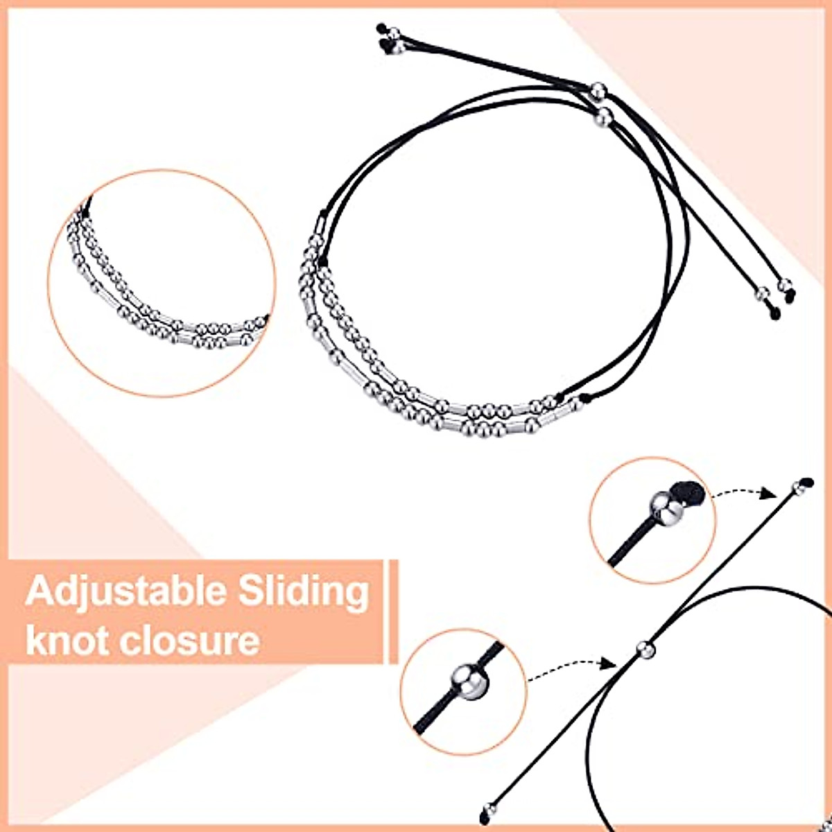 Batiyeer 6 Pieces Inspirational Morse Code Bracelet Adjustable Silver Bracelets for Women Encouragement Gifts Teacher Sister Mom Teenager Daughter Birthday Christmas Graduation