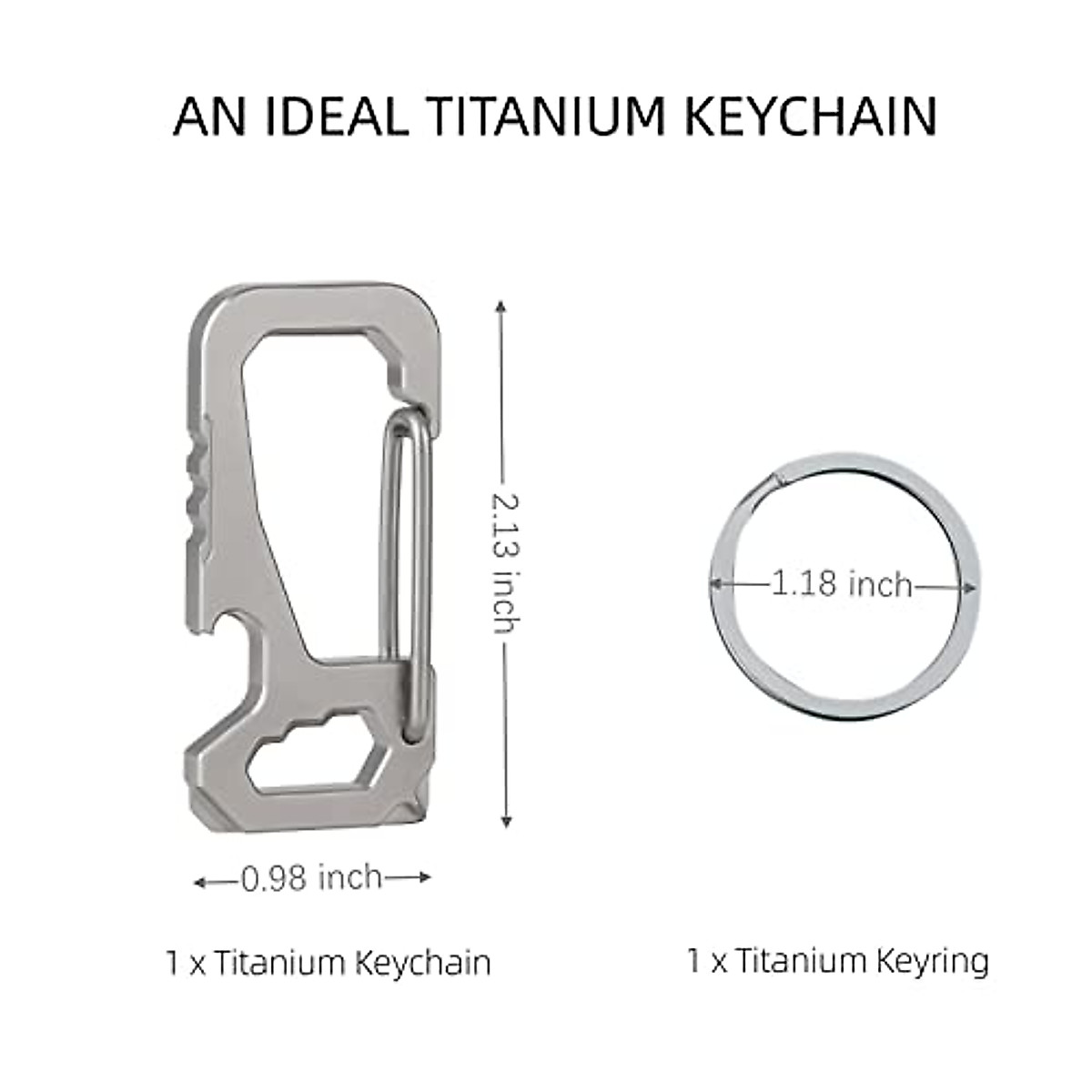 Imentha Titanium Keychain - Bottle Opener, Key Ring Clip - Carabiner Keychain for Men and Women, Keychain Accessories - Lightweight and Durable Titanium EDC Tool for Outdoor and Everyday Use