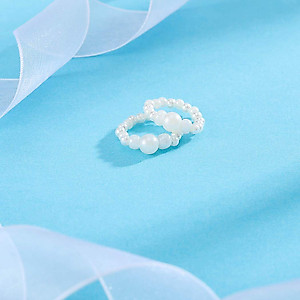 Yalice 2Pcs Pearl Barefoot Sandals Anklet Beach Foot Chain Toe Wedding Ankle Bracelet Jewelry for Women (2 layered)