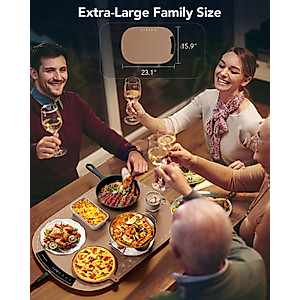 Food Warming Mat, Electric Warming Trays for Food Countertop Buffet, Food Warmers for Parties Food Heating Mat with 9 Temperature Setting & 7.2ft Cable & Foldable (Brown)