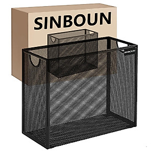 Sinboun Hanging File Organizer Letter-Size File Holder Filing Storage Box - Metal Mesh Magazine Book Letter Storage Cabinets File Cart for Office Home School, Easy Installation