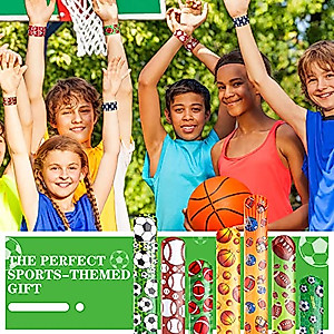 Deekin Sports Ball Slap Bracelets Football Baseball Basketball Snap Bracelet Bands Slap Bands Colorful Slap Bracelets Party Favors for Boys Birthday Party Supplies, 8.8 x 1.2 Inch (48 Pcs)