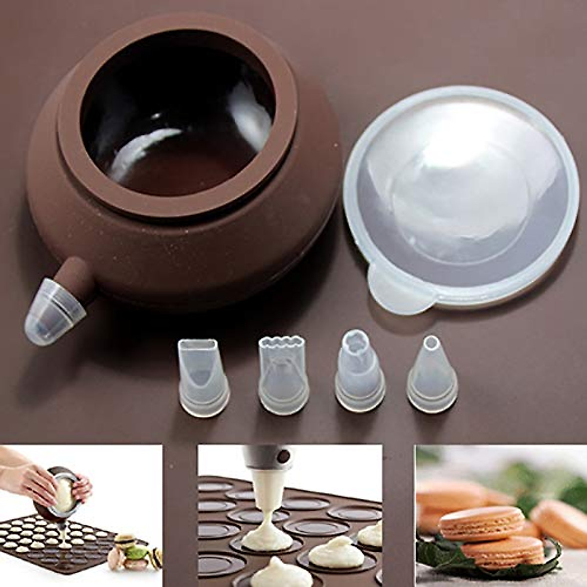 Cool Cook 48 Hole Macarons Silicone Mat Baking Mold Silicone Macaron Kit Pastry Baking Mat and Decorating Piping Pot with 4pcs Nozzles
