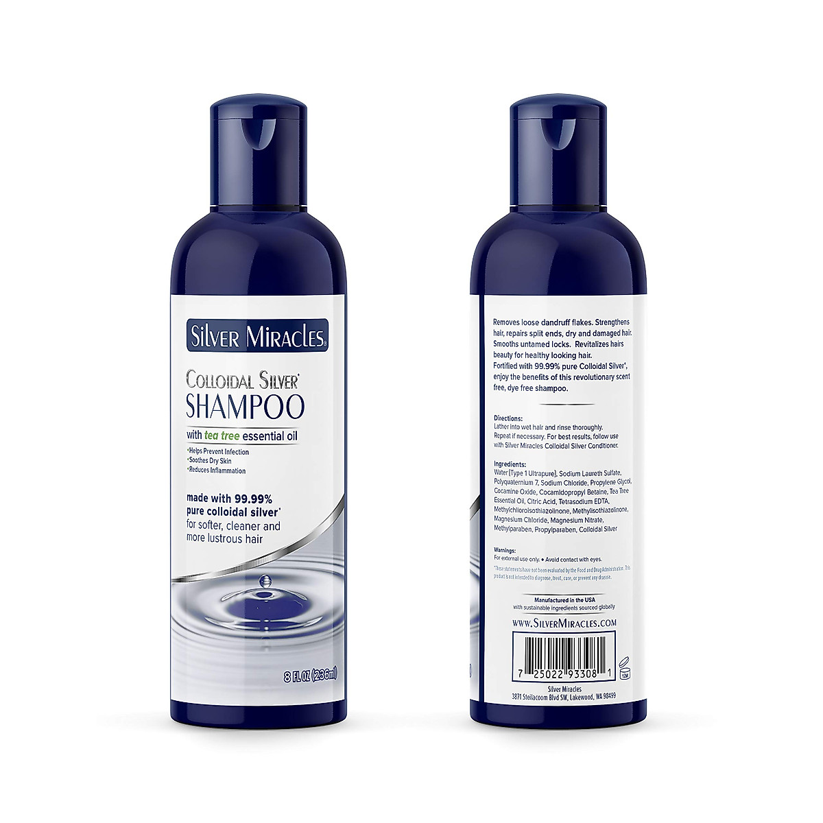 Silver Miracles Colloidal Silver Shampoo With Tea Tree Essential Oils