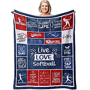 RFHBP Softball Gifts, Softball Gifts for Girls, Softball Blanket 60"×50", Girls Softball Gifts, Softball Blankets for Girls, Softball Gifts for Birthday, Teenager, Women, Mom, Softball Player,
