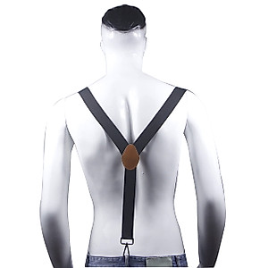 Cedrainy Suspenders for Men 3 Swivel Hooks 1.4 Inch Wide Adjustable Elastic Braces with Heavy Duty Belt Loops (Black)