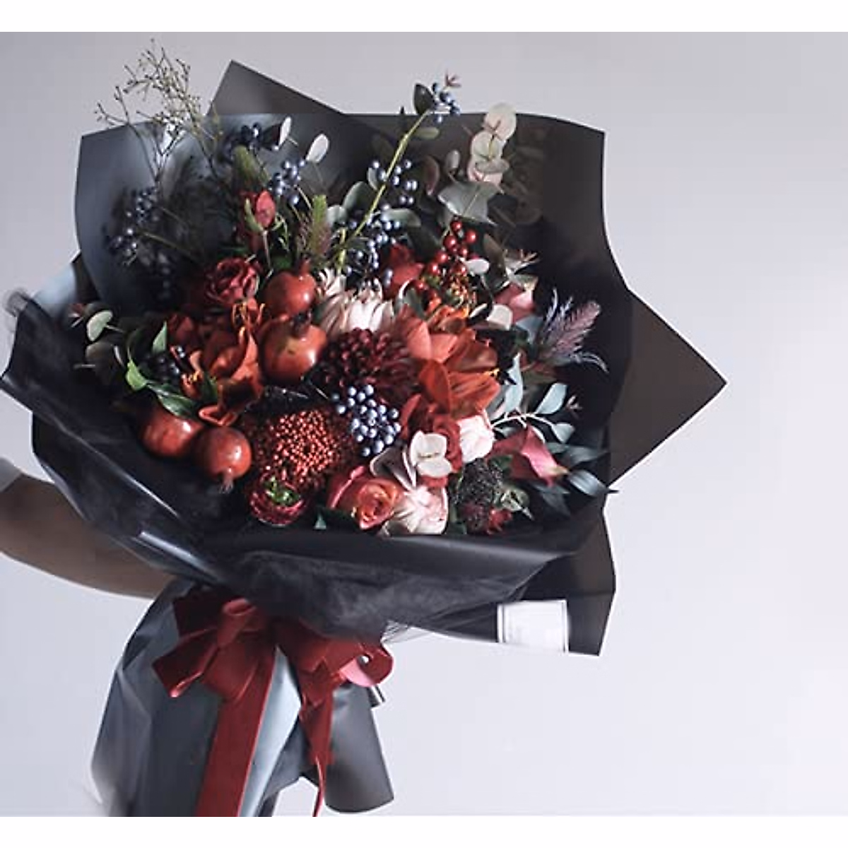 Rikyo 40 Counts Fresh Flowers Wrapping Paper,Wraps Waterproof Floral Wrapping Paper Sheets Fresh Flowers Bouquet Gift Packaging Korean Florist Supplies,Boundless 22 3/4 x 22 3/4 Inch (All Black)