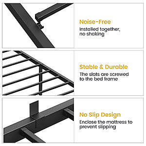 IDEALHOUSE 14 Inch Twin Bed Frame with Storage,Metal Platform Twin Bed Frame No Box Spring Needed Steel Slat Support Easy Assembly