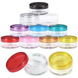 Beauticom® 10 Pieces 5G/5ML Empty Container Jars with MultiColor Lids for Makeup Cosmetic Samples, Small Jewelry, Beads, Nail Charms and Accessories