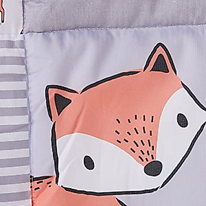 Little Love By Nojo Lil Fox, Grey, Orange, White 3Piece Nursery Mini Crib Bedding Set With Comforter, 2 Fitted Mini Crib Sheets, Orange, Grey, White, Charcoal