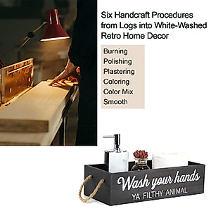 CuffUp Bathroom Decor Box, Toilet Paper Basket 2 Sides Signs Farmhouse Bathroom Basket Toilet Basket Tank Topper Rustic Farmhouse Home Decor for Livingroom Kitchen（One Black Rope box）