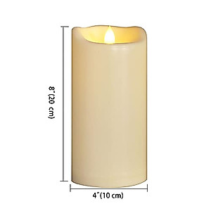 2 Pack 4” x 8” Waterproof Outdoor Flameless Candles with Timer Large Battery Operated Electric LED Pillar Candle Suit for Gift Home Décor Party Wedding Supplies Garden Halloween Christmas Decoration
