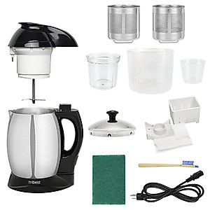 Tribest SB-132 Soyabella, Automatic Soy Milk Maker Machine with Tofu Kit Large, Silver, Large, Black/Stainless Steel