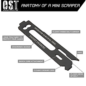 OST MINI CLEANING CARBON SCRAPER TOOL - Modern Sporting Gun Cleaning Tool - Carbon Remover for Guns Cleaning Kit Accessories Emergency Cleaning Tools - Compact Cleaner w/Shock Cord Attachment