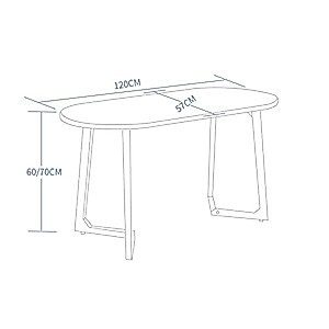 Large Dining Table, Solid Wood Kitchen Tables 120cm Oval Side Table with V-shaped Legs Sturdy Coffee Table for Cafe, Dining Room and Office, Easy Assemble(Size:120 * 57 * 60CM,Color:C)