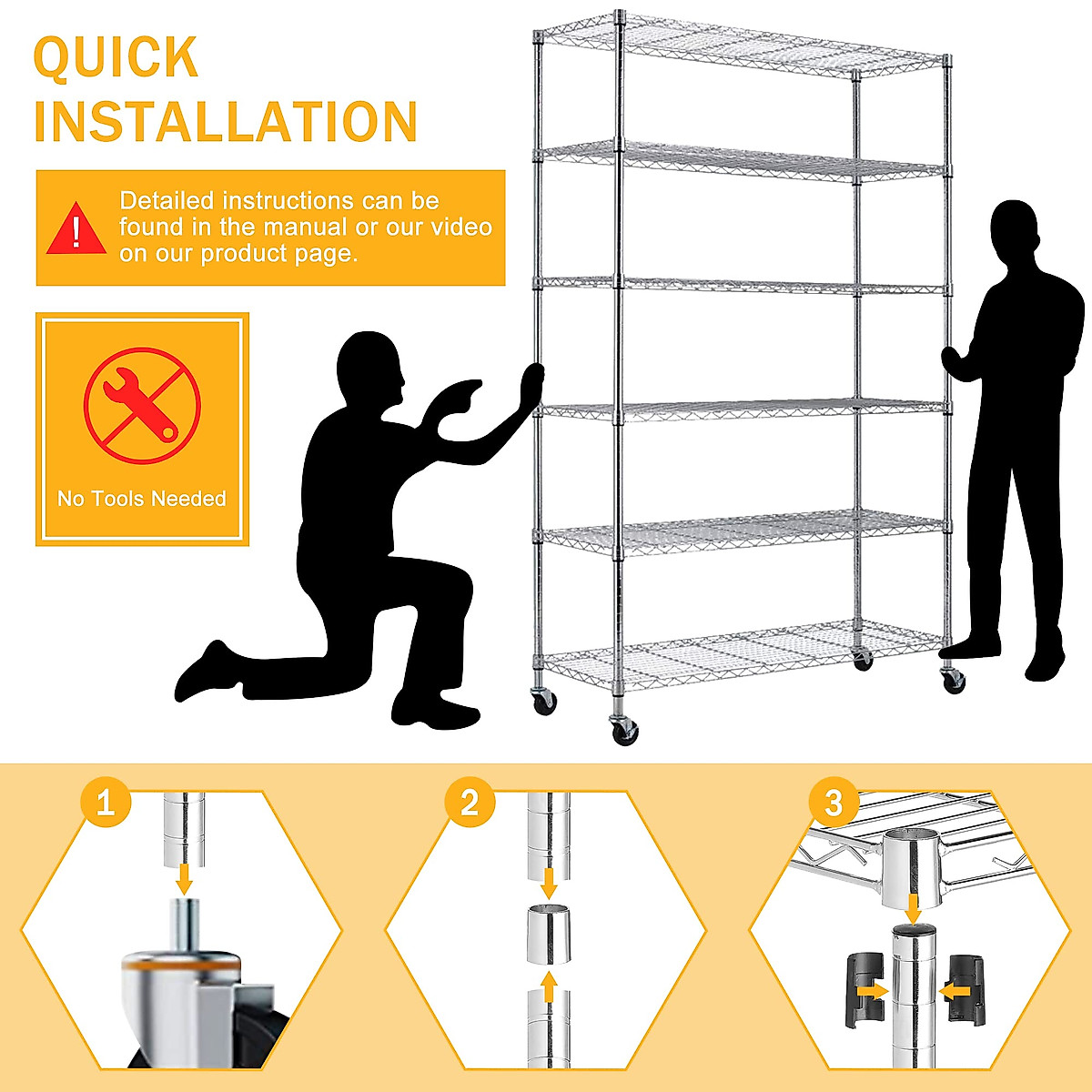 Metal Storage Shelves 82"x48"x18" Wire Shelving Unit w/Wheels, 2100 LBS Heavy Duty Industrial Utility Steel Storage Rack, 6 Tier NSF UltraDurable Shelf Organizer Racks for Garage Kitchen Storage