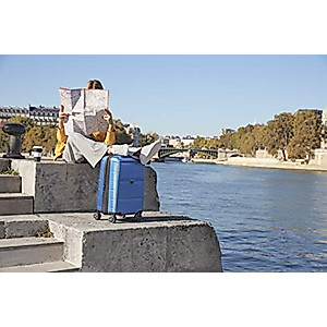 Delsey Luggage Comete 2.0 Medium Checked Luggage, Hard Case Expandable Spinner (Steel Blue)
