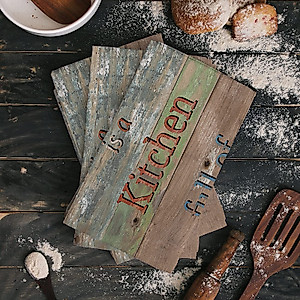 Kitchen Dish Towels 2 Pack-Super Absorbent Soft Microfiber,Rustic Wooden Grain Quotes Happiness is A Kitchen Full of Love Cleaning Dishcloth Hand Towels Tea Towels for Kitchen Bathroom Bar